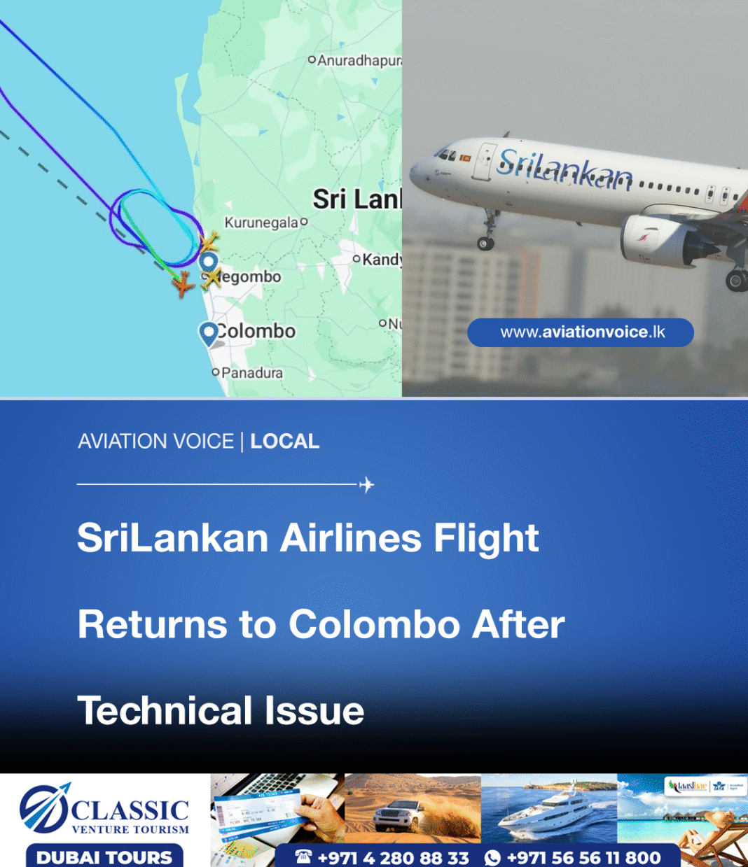 SriLankan Airlines Flight Returns to Colombo After Technical Issue ...